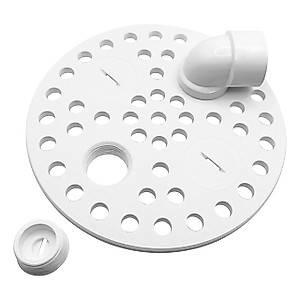 Generic 6-1/2 Inch Plastic Floor Drain Cover with Drain Ports, Includes Fittings, Replacment Floor Strainer Kit 6.5"", White, JR1001