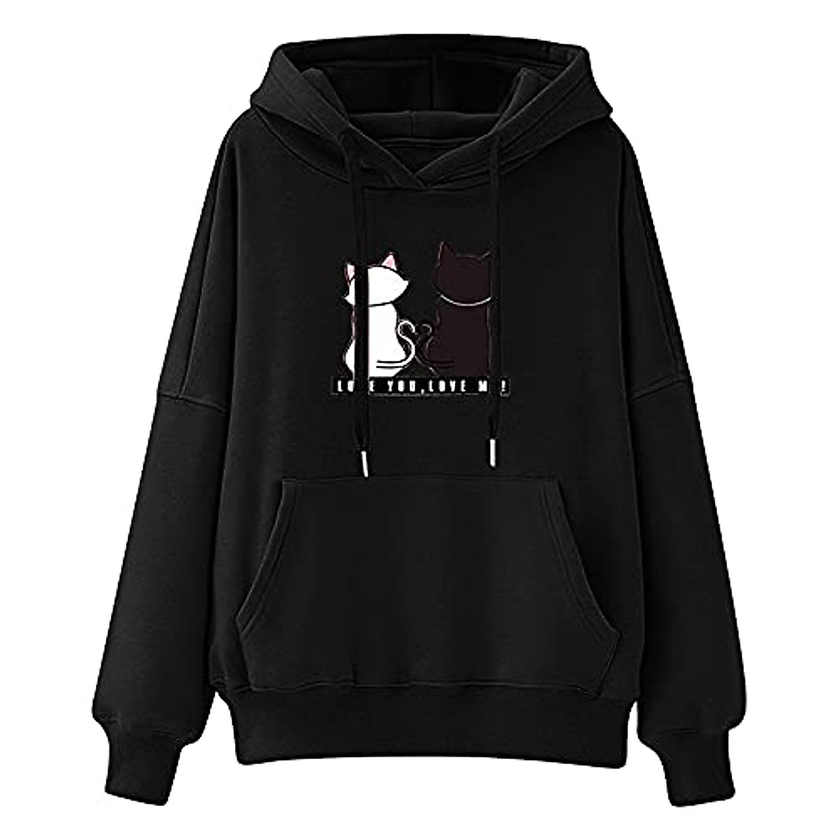 JDHUFEI Womens Oversized Sweatshirts Fall Fashion Hoodies Cute Cat Print Loose Tops Casual Long Sleeve Pullover with Pockets