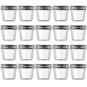 novelinks 4 Ounce Clear Plastic Jars Containers With Screw On Lids - Refillable Round Empty Plastic Slime Storage Containers for Kitchen & Household Storage - BPA Free (20 Pack)