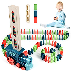 CLAPET Domino Train Sets Toys for Kids Ages 3-8, 120PCS STEM Building Montessori Toys Gifts for 4 5 6 7 Year Old Boys Girls Toddler