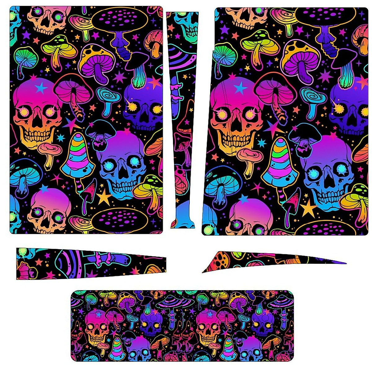 AoHanan Mushrooms and Skulls 5 Skin Controller Accessories Cover Skins Anime Vinyl Cover Sticker Full Set for 5 Disc Edition