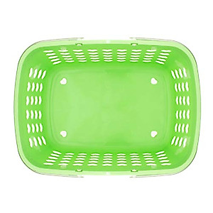 Plastic Storage Basket with Handles - Small Bin Organizer Shower Caddy Tote for Bathroom, Kitchen, Playroom, Garden by Valenoks (Soft-Green)