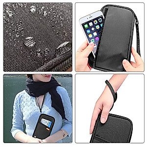 RFID Family Passport Wallet Holder Waterproof, Travel Document Organizer Credit Card Clutch Bag for Men Women
