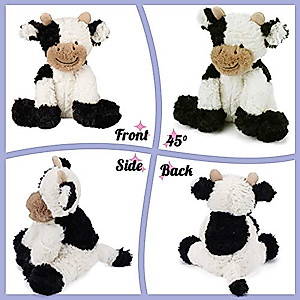 Hopearl Adorable Plush Cow Toy Floppy Dairy Cattle Soft Stuffed Animal Cute Birthday for Boys Girls Kids Toddlers, 9''