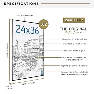 MCS Original Poster Frame, Black, 24 x 36 Inch, Set of 2