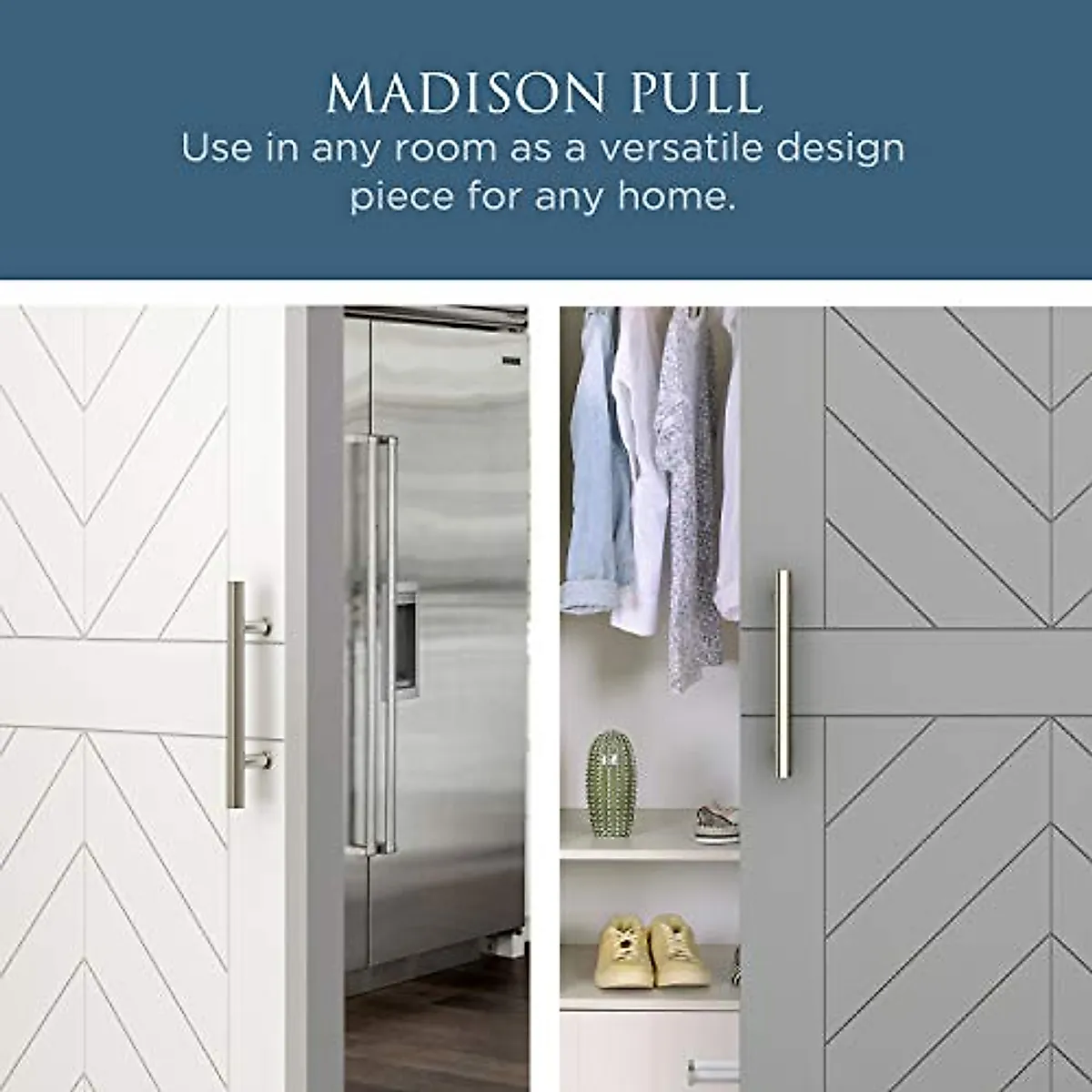 National Hardware N700-101 Interior Sliding Barn Door Hardware Madison Pull, 12-Inches, Easy to Install, Satin Nickel
