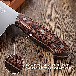 SHI BA ZI ZUO Chinese Knife Vegetable Meat Knife 6.7-inch Stainless Steel Slicer Cleaver, Wooden Handle with Moderate Weight