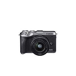 Canon EOS M6 Mark II Mirrorless Digital Compact Camera + EF-M 15-45mm F/3.5-6.3 is STM + EVF Kit, Silver
