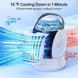 Portable Air Conditioners Fan, 3 Speeds Evaporative Air Cooler with remote, Multi-angle Adjustable Wind, Lightweight, Quiet, Personal Mini Cooling Fan for Room Bedroom Office Tent Caravan (CF008)