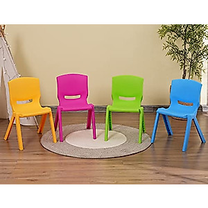 Domi Kids Chair,Children Lightweight Plastic 4 Chairs Set with 11.8" H Seat for Playrooms,Preschool,Toddlers(Enlarge Size