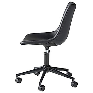 Signature Design by Ashley Faux Leather Adjustable Swivel Bucket Seat Home Office Desk Chair, Black