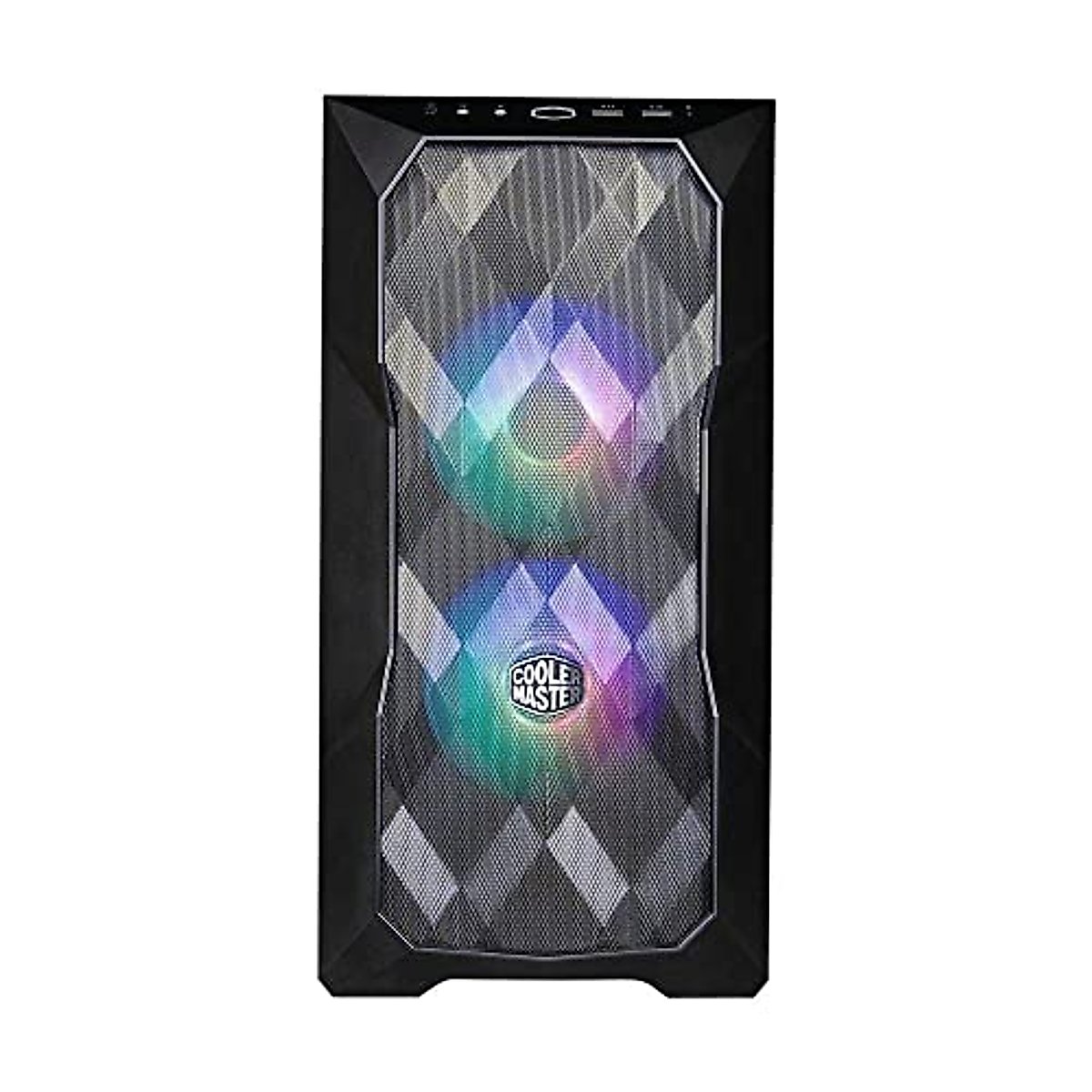 Cooler Master TD300 Mesh White Micro-ATX Tower with Polygonal Mesh Front ana Removable Top Panel, ARGB/PWM Hub Tempered Glass, Dual Sickleflow PWM ARGB Lighting Fans
