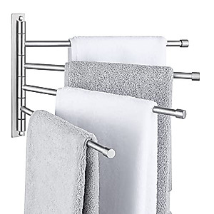 KES Bathroom Towel Bar 13.8 Inch Swing Arm Wall Mount Swing Out 4-Arm Towel Holder, SUS304 Stainless Steel Brushed Finish, A2102S4-2