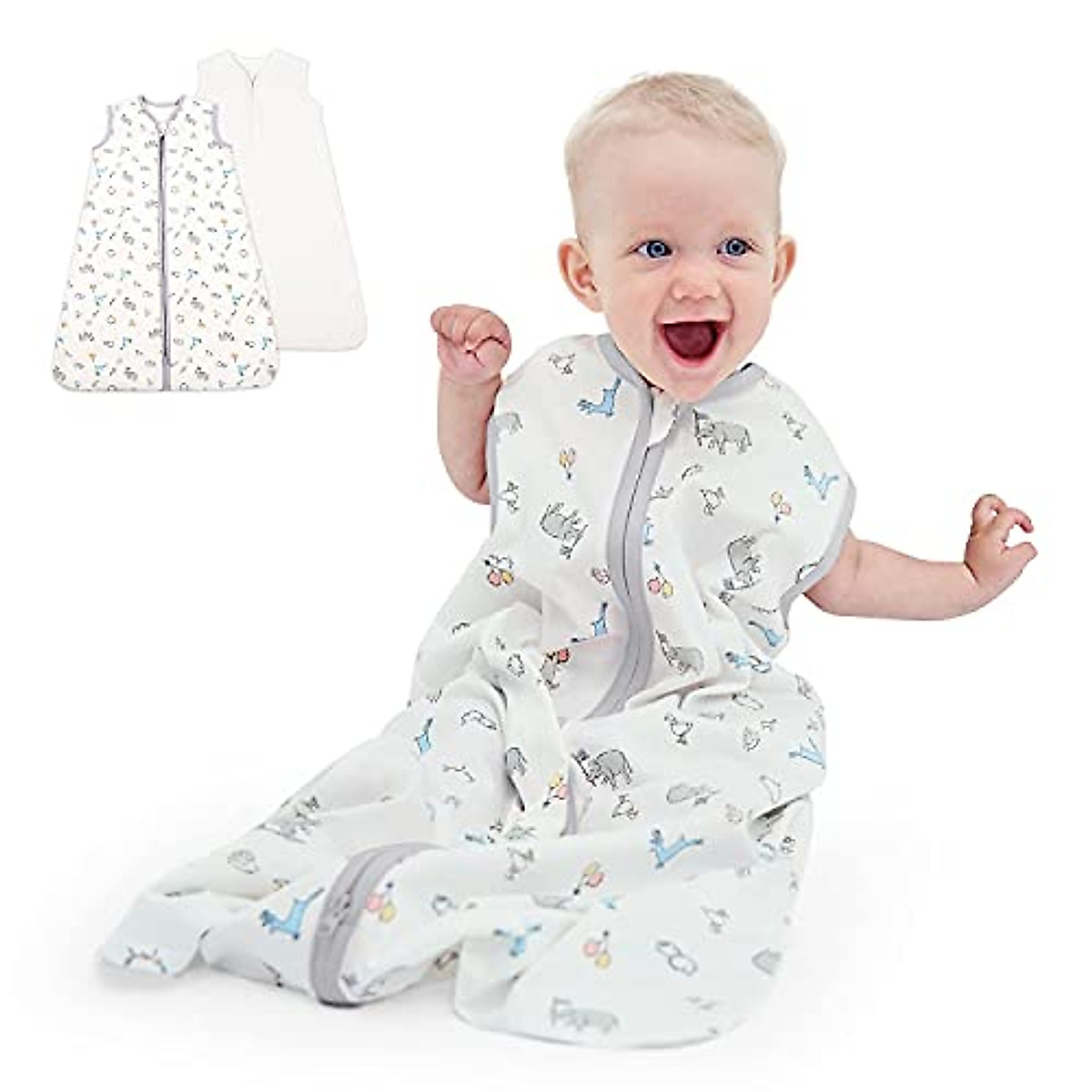 EXQ Home Baby Sleep Sack L 2-Pack,Sleep Sack 2t Wearable Blanket Baby Unisex Soft Baby Sleep Sack 12-18 Months,Sleeping Bag Baby Cotton Sleeveless Sleepsack 2-Way Zipper,White Rabbit