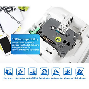 IDIK 1PK White on Black Standard Laminated Label Tape Compatible for Brother P-Touch TZe-365 TZ365 TZe365(36mm x 8m)