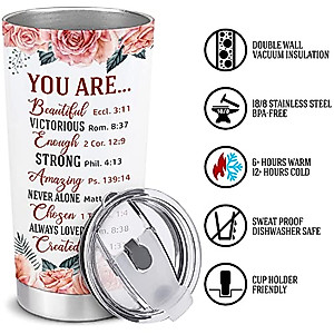 Christian Tumbler Gifts for Women, Religious Gifts, Inspirational Gifts with Bible Verse God - Mothers Day, Birthday Gifts for Her, Best Friend, Sister, Coworker, Mom - 20oz Faith God Tumbler