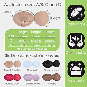 Double Scoop® Push Up Inserts w/Bonus Tape Sticky Strips, Instant Breast Implants, Replacement Bra Pads, Padded Bralette Hack, Breast Lift, Foam Bra Filler Insert, Bra Stuffer, Cup Size A/B (Nude)