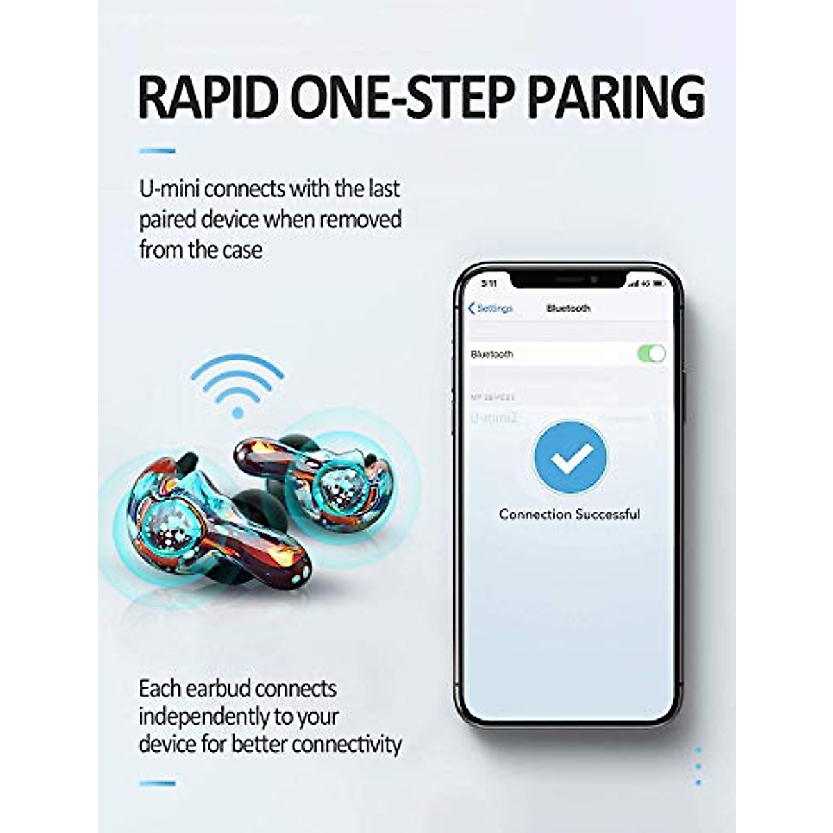 AMINY U-King True Wireless Earbuds Waterproof IPX7 Bluetooth Earbuds Wireless Headphones Bluetooth Headphones,HiFi 5.0 Wireless Earbuds 120Hrs Playing Time with Charging Case-Fireworks