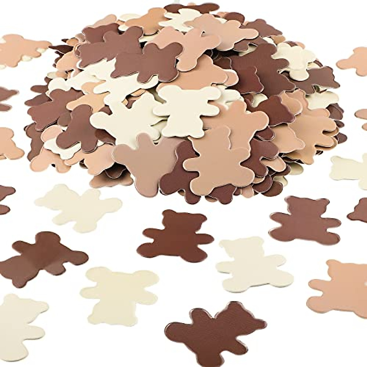 500 Pieces Bear Shaped Confetti Baby Shower Cream Brown Paper Confetti Sprinkles Bear Table Confetti for Boy Girl Home Party Table Decorations (1.2 Inch, Solid Style)