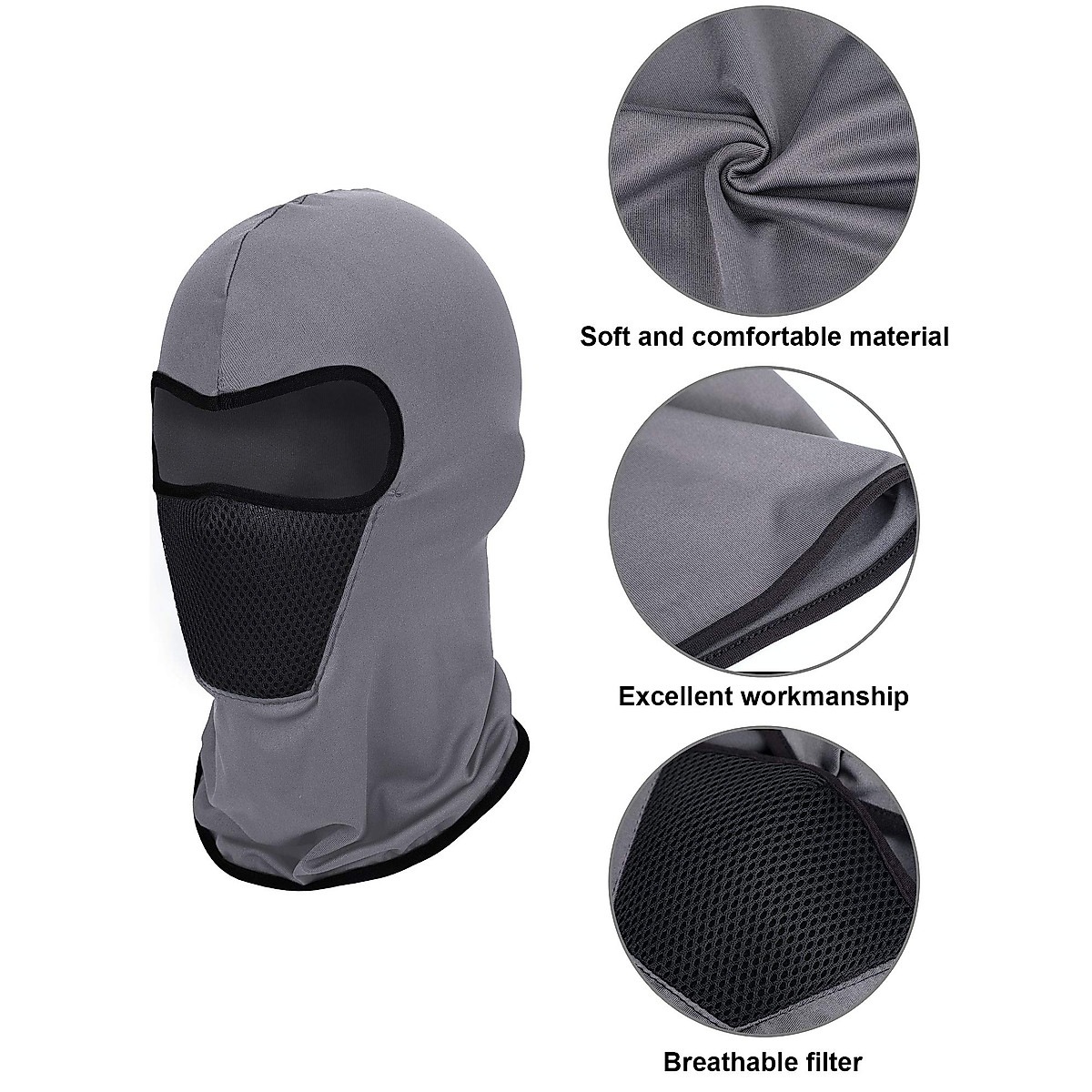 SATINIOR 9 Pieces Balaclava Ski Mask Cover Breathable Sun Dust Protection Full Face Cover for Women Men Outdoor Activities (Black, Dark Blue, Grey,Medium)