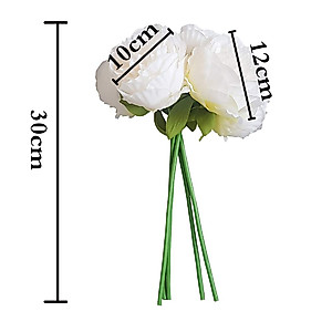 Eternal Blossom Silk Peony Bouquet, 5 Artificial Bouquets Bridal Bouquet Wedding Party Flower Home Garden Decoration (White)