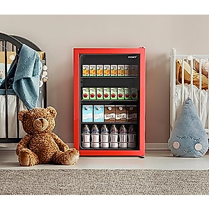 HUSKY Undercounter/Freestanding Premium Beverage Cooler & Mini Fridge 4.6 Cu.ft./131L with Reversible Glass Door, Compact Refrigerator for Home, Restaurants, Commercial, RV Energy Star