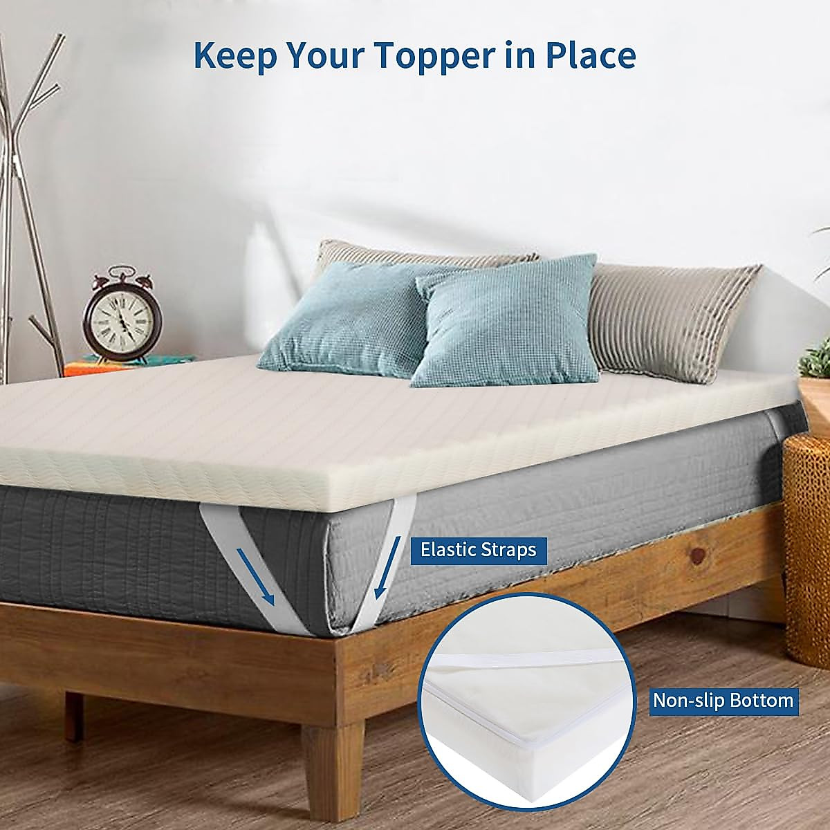 Mattress Topper, 3 Inch Queen Size Egg Crate Gel Memory Foam Bed Topper with Breathable Cover, Pressure Relief, CertiPUR-US Certified