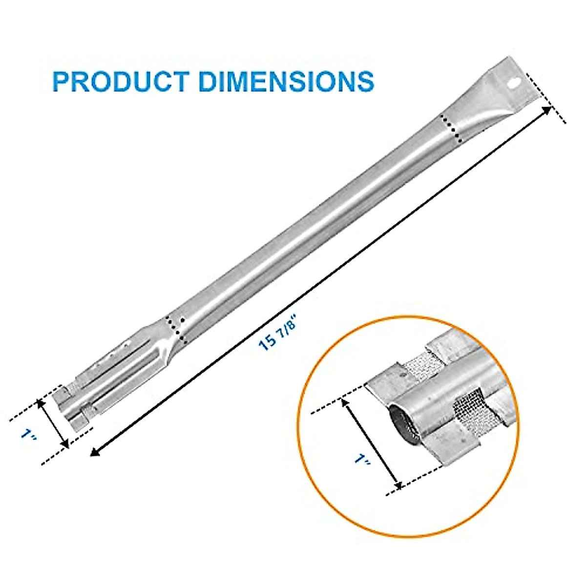 Plowo Stainless Steel Grill Burners Replacement for Charbroil 463248108 463248208 463268007 463268008 463268606 461262407, Thermos 461262407, 15 7/8", 4-Pack