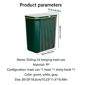 Hanging Kitchen Trash can with lid, Double-Sided Open lid Design, Kitchen Trash can, Kitchen Cabinet Door Hanging Wall Storage Bucket, Kitchen Compost bin, Door Hanging Mounted Trash can