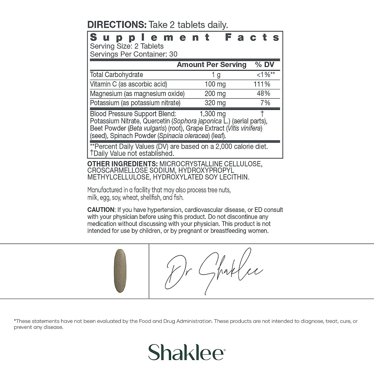 Shaklee - Blood Pressure: Maintain Healthy Blood Pressure Levels - Nutritional Formula for Promoting Optimal Blood Vessels and Circulation, Help Retain Normal Blood Pressure Range - 60 Tablets
