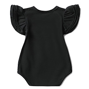 Y·J Back home Black Baby Girl Ruffle Black Onesie Shirt Infant Cotton Clothes Toddler Suit Clothing Summer Onepiece Outfit Sleeveless Bodysuit Newborn Romper,0-3 Months