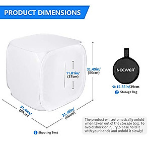 Neewer® 32x32 inch/80x80 cm Photo Studio Shooting Tent Light Cube Diffusion Soft Box Kit with 4 Colors Backdrops (Red Dark Blue Black White) for Photography
