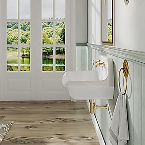 ELLAI 24 Inch Wall Mounted High Back Kitchen Sink White Porcelain Utility Sink Farm Sink Ceramic Farmhouse Laundry Sink Wall Mount Bathroom Sink, 8 in centers, 24” x 17” x 15”