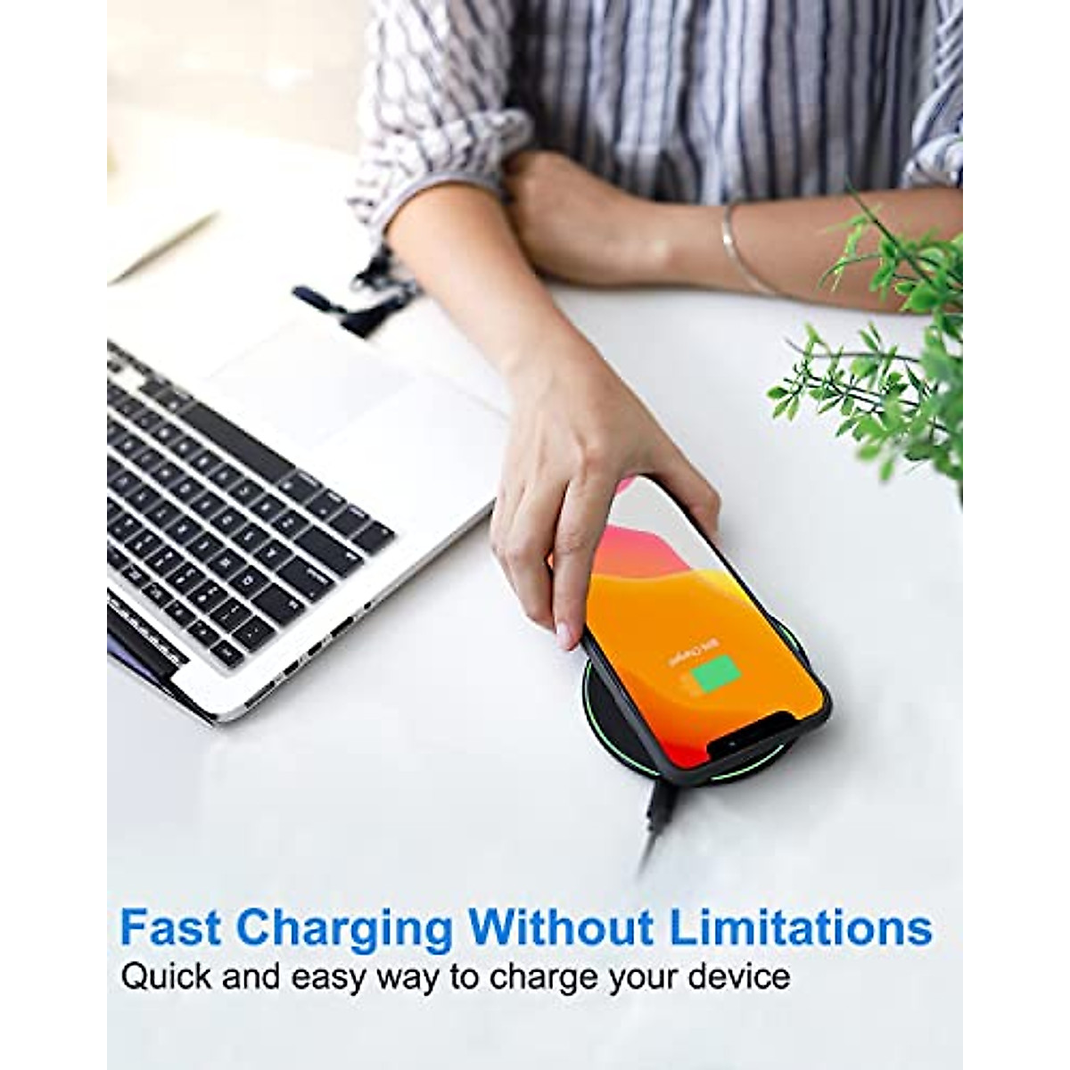 Wireless Charger for Samsung Galaxy S22/S22+/S21/S21+/S20/S20+/S10/S10+/S9/S8/S7/S6/Note 20/Note 10, Fast Wireless Charging Pad with 6.6ft 3.2 USB C Cable, Black. (No AC Adapter)…