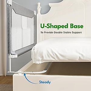 FAMILL Twin Bed Rails for Toddlers, Upgraded No Assembly Foldable Baby Bed Rail Guard, Bed Safety Rails for Children, Toddler Bed Rails for Twin Bed,Bed Safety Rails for Children (Grey, 39", 1 Side)