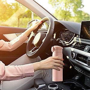 MUCR 17 oz / 500 ml Insulated Water Bottle, Stainless Steel Thermo Coffee Travel Mug, Thermal Cup with Snap Flip Lid, BPA Free for Hot and Cold Drinking, Pink