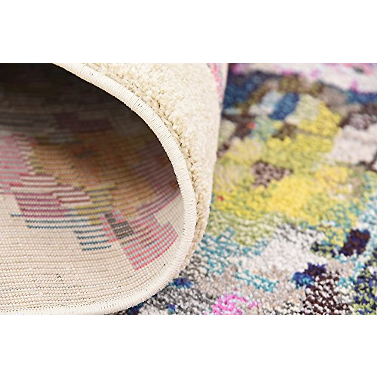 Unique Loom Estrella Collection Abstract, Bright Colors, Distressed, Modern Area Rug, 8 ft x 11 ft, Multi/Beige