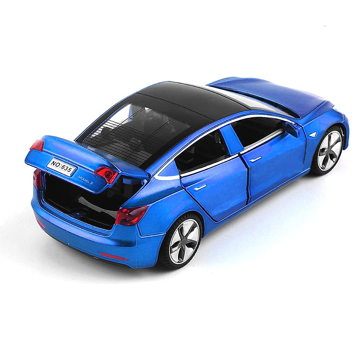 Model 3 Toy Car 1:32 Scale Alloy Car Model 3 Diecast & Pull Back Toy Vehicles Car Toy for 3 to 12 Years Old Toddlers Kids Toy Gift - with Lights and Music (Blue)