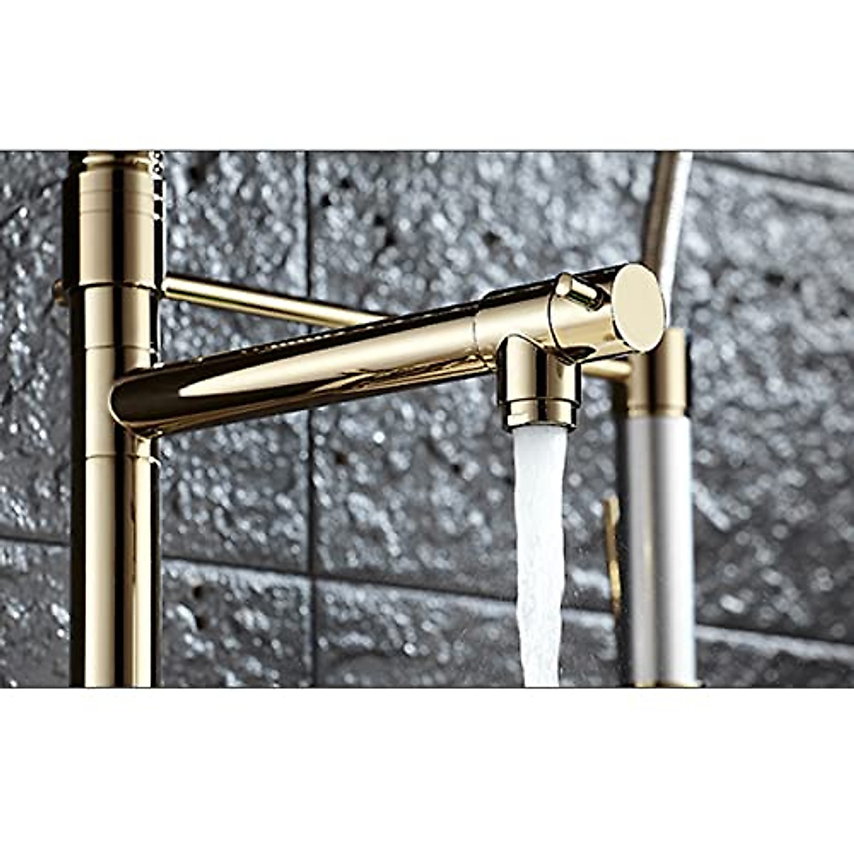 Kitchen Faucet with Pull Down Sprayer Gold Pull Out Kitchen Faucets Commercial Spring Kitchen Sink Faucet Hot and Cold Water Deck Mounted Brass Sink Tap 2 Spout with Standard Fittings