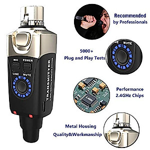 Xvive U3 XLR Microphone Wireless System 2.4GHz Wireless XLR Transmitter and Receiver for Dynamic Microphone, Audio Mixer, PA System