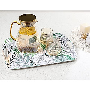 FlosSolis 16.5"x11.5" Serving Tray with handle Set of 2 leaf design, Melamine Rectangular Serving Tray/Platters stackable Sturdy and easy clean for Serving food,fruit,desserts,breakfast,meals,BPA FREE