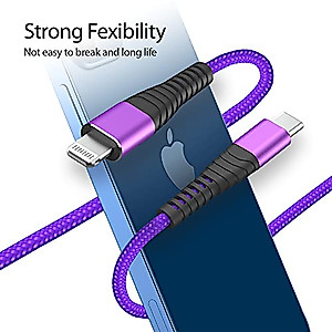 USB C to Lightning Cable（2pack 10ft）-Oliomp (Apple MFi Certified) iPhone Charger Nylon Braided Lightning Cables for iPhone 13/13ProMax/13Mini/12/11 Pro Max/XS/XR/X/8/7/6S/6Plus/5S（Purple and Gray）