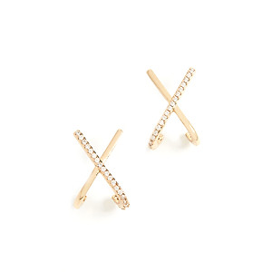 SHASHI Women's Kriss Kross Earrings, Gold/Clear, One Size