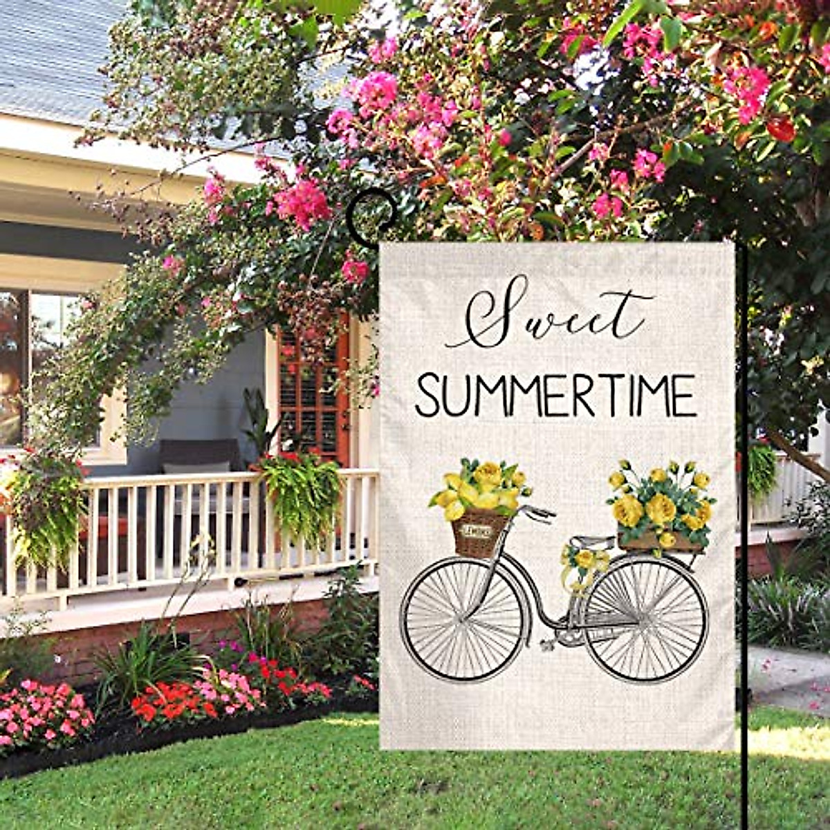 Summer Garden Flag Vertical Double Sided Lemon Farmhouse Burlap Yard Outdoor Decor 12.5 x 18 Inches (110496)