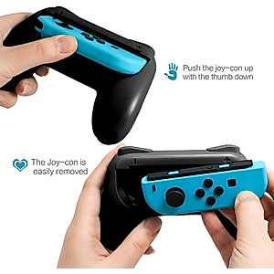 EIMGO Controller Grip for Nintendo Switch Joy-Con, Wear-Resistant Handheld Joystick Remote Handle Compatible with Switch, 2 Pack (Black)