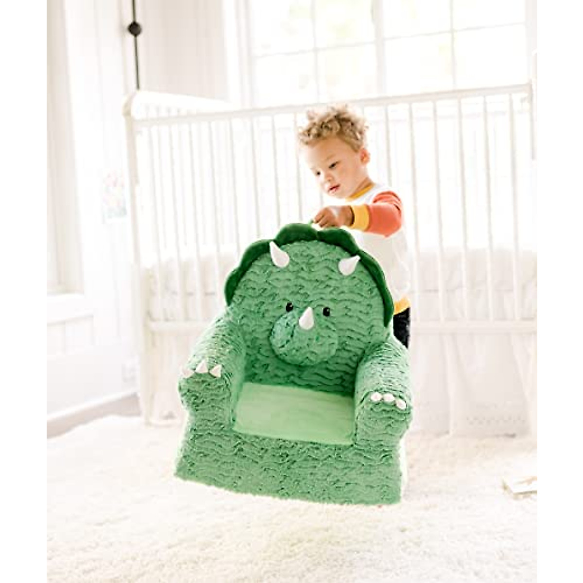 Soft Landing Sweet Seats, Premium and Comfy Toddler Lounge Chair with Carrying Handle & Side Pockets –Polyester, Dinosaur