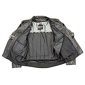 Xelement B7210 Men's 'Cool Rider' Black Vented Leather Motorcycle Jacket - 2X-Large