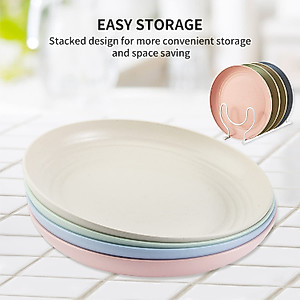 OAMCEG 8 Pack Plastic Plates Reusable 10 Inches Unbreakable Eco-Friendly Lightweight Wheat Straw Plates, Salad Plates, Camping Plates, Dinner Plates, College Dorm Room Essentials, BPA FREE