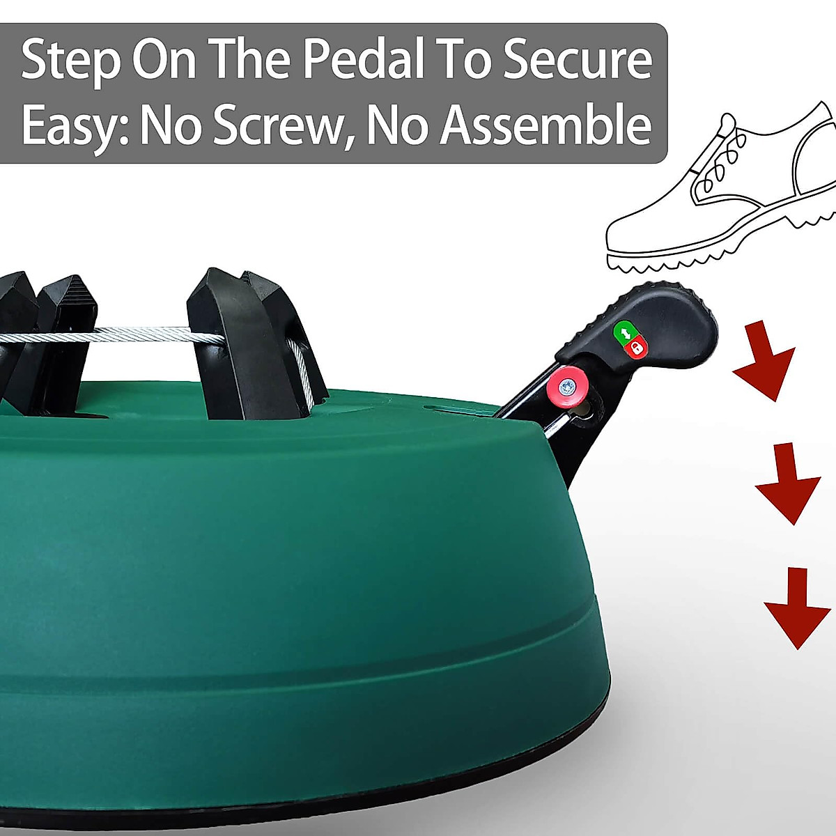 Leejec Christmas Tree Stand with Water Reservoir, Fast Clamped 10 Ft Real Tree with 5.5" Diameter, Water Level Indicator Equipped, No Assembly Required