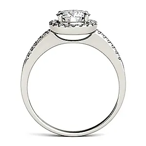 Charles & Colvard Created Moissanite 6.5mm Round Cut Engagement Ring for Women | 1.3 cttw DEW | Lab Grown | Solid 14K White Gold with Rhodium | Size 6